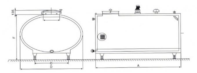 5000L Horizontal Milk Storage Tank 10KW With Cooling System