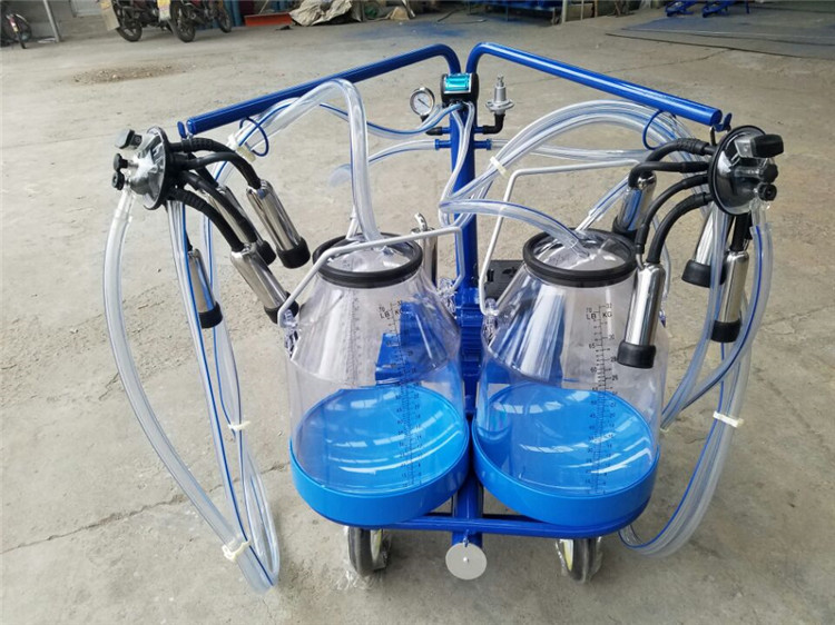 HL-JN07A Double Bucket Mobile Milking Machine with 1.1Kw Dry Type Pump